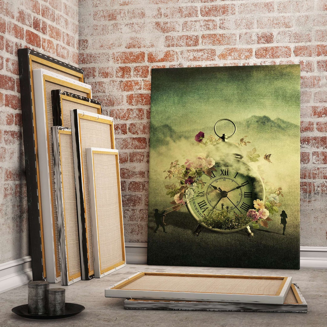 Abstract Clock Canvas Wall Art Painting, Canvas Wall Decoration, Clock ...