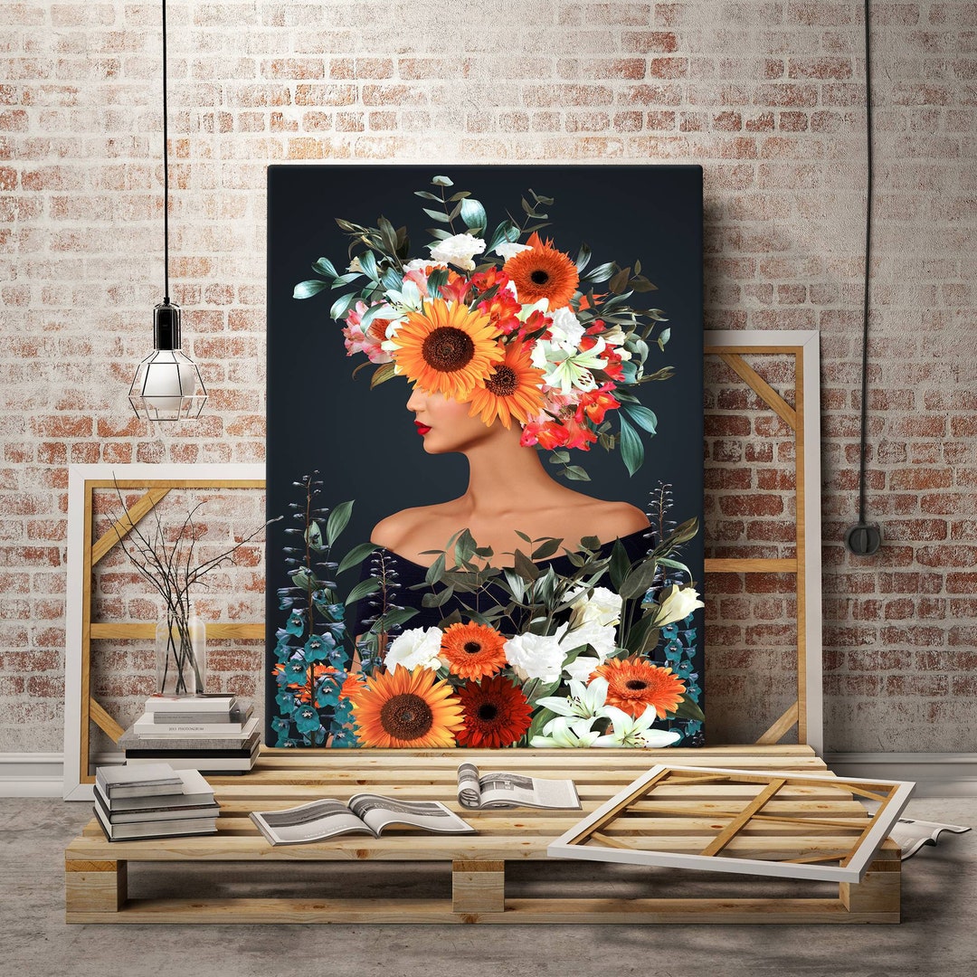 Rose Head Woman Painting Abstract Flower Woman Painting - Etsy