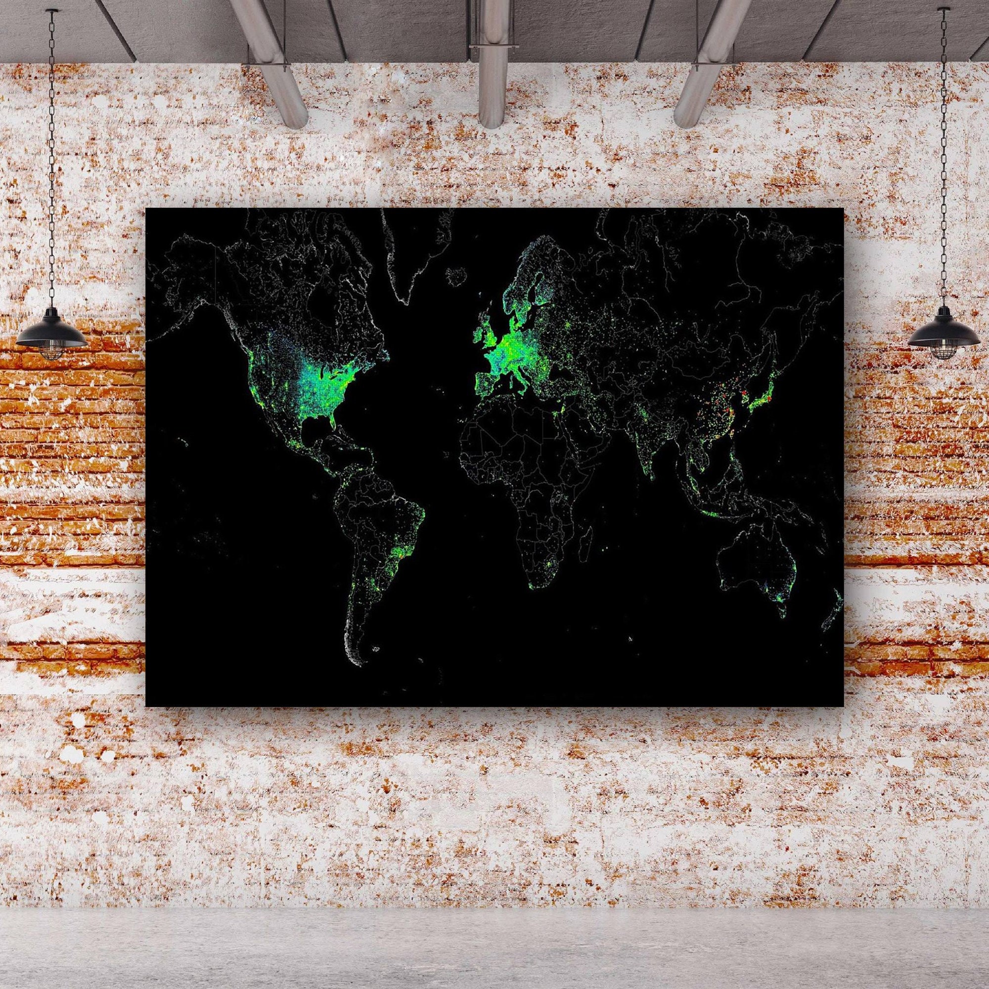 Digital Artwork World Map Canvas Wall Decor.modern Abstract Painting ...