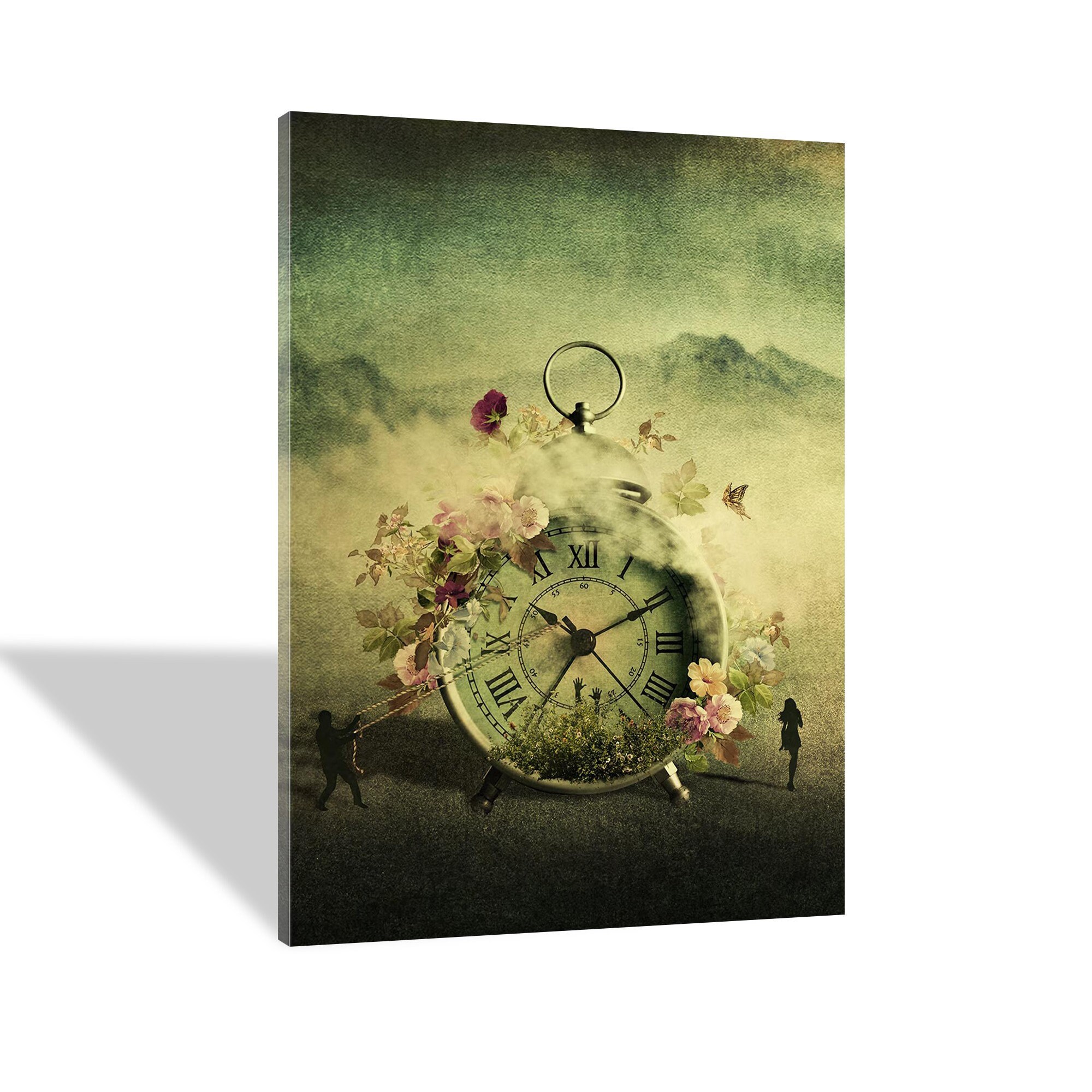 Abstract Clock Canvas Wall Art Painting, Canvas Wall Decoration, Clock ...