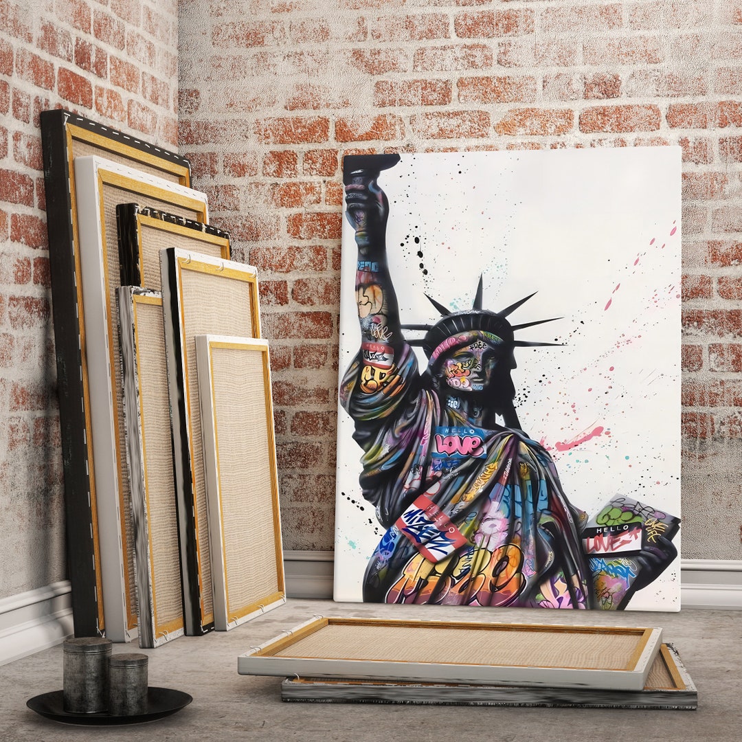 Graffiti Statue of Liberty Canvas Wall Art Painting, Graffiti Canvas ...