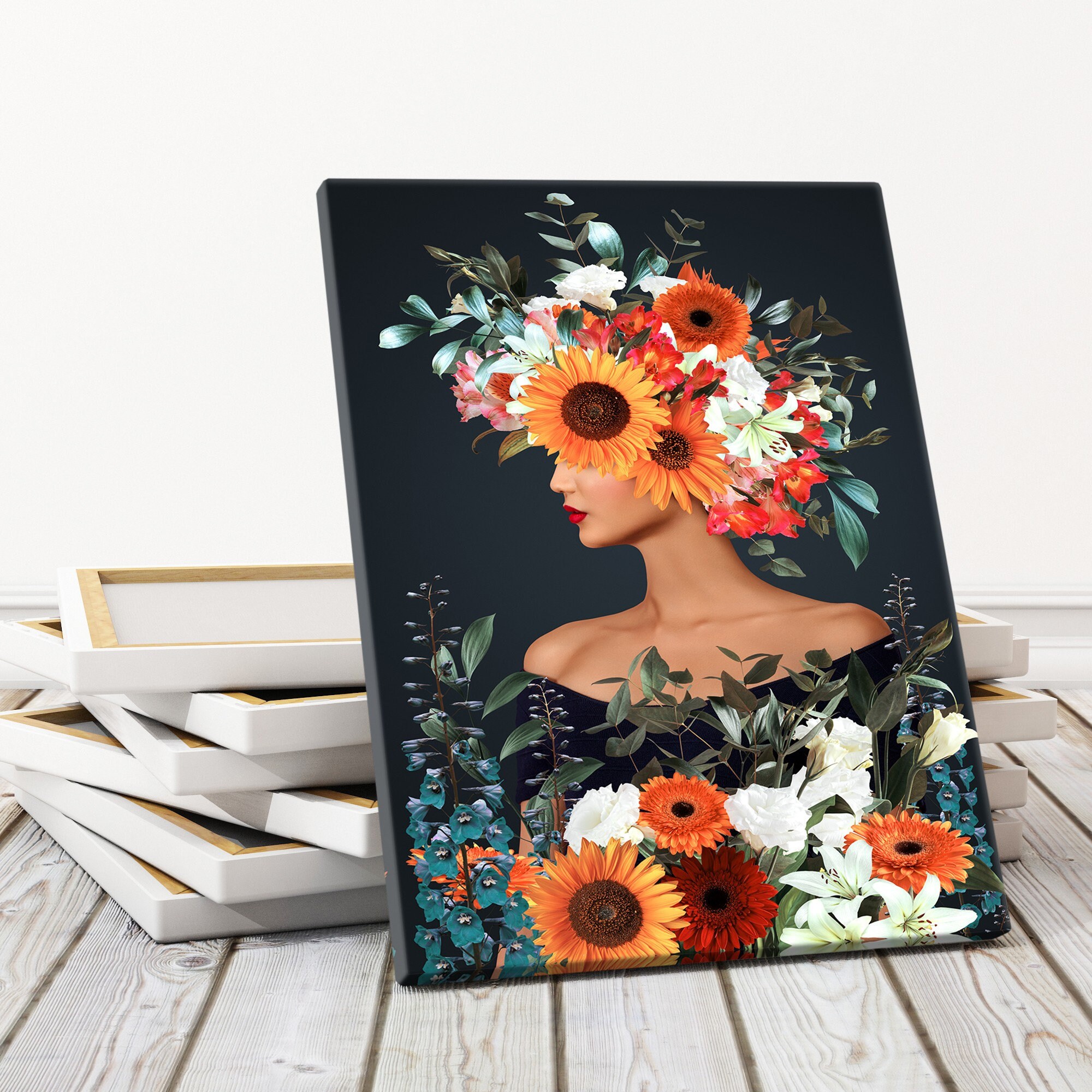 Rose Head Woman Painting Abstract Flower Woman Painting - Etsy