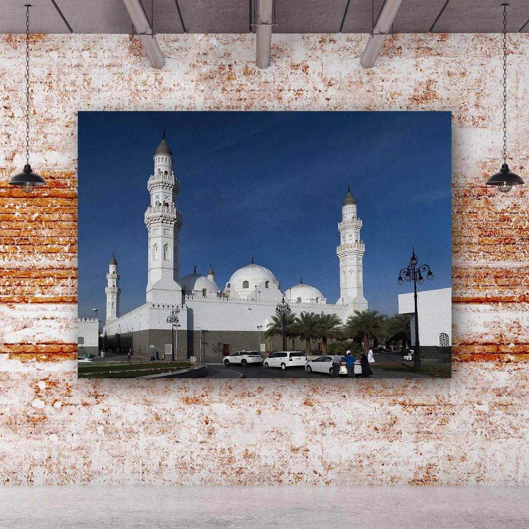 Islamic Art, Masjid Quba Mosque Canvas Wall Art Painting, Canvas Wall ...