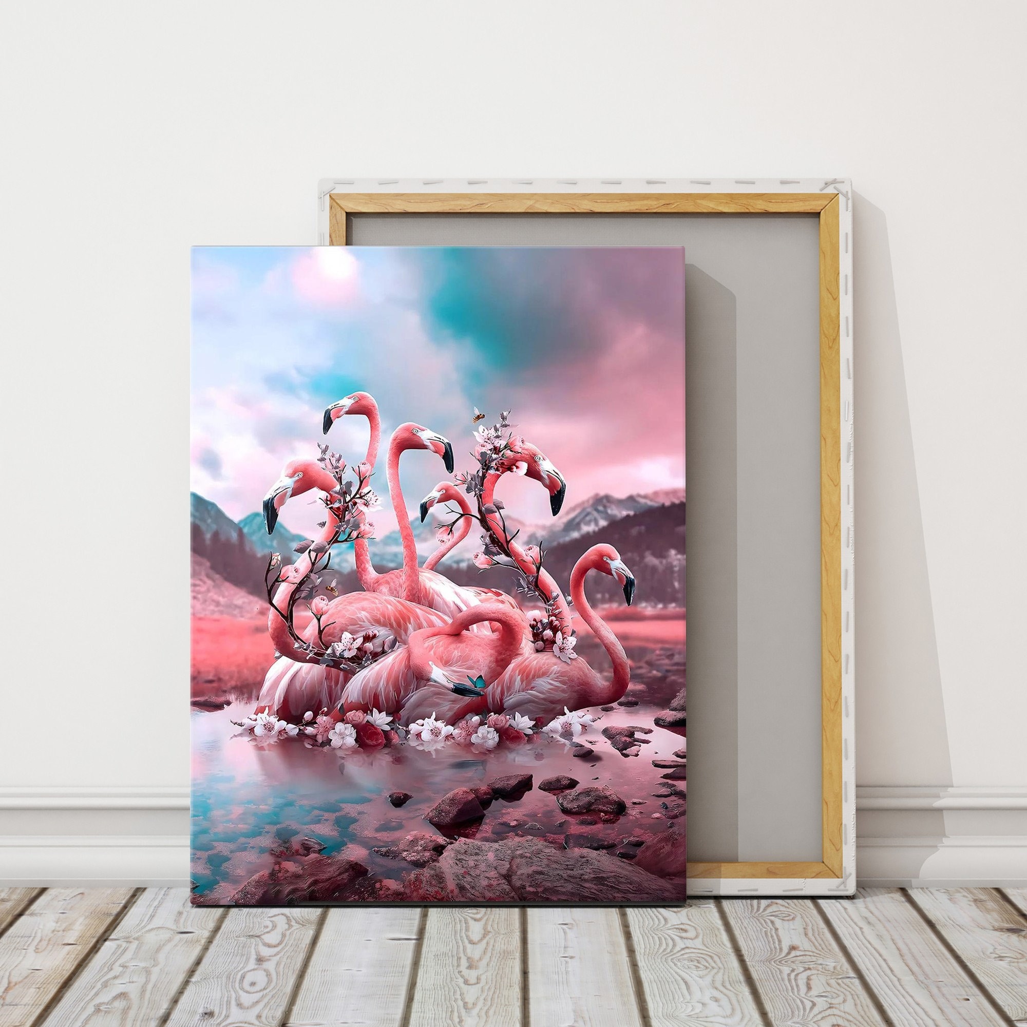 Pink Flamingo Canvas Wall Art Painting, Décoration murale toile, Art ...