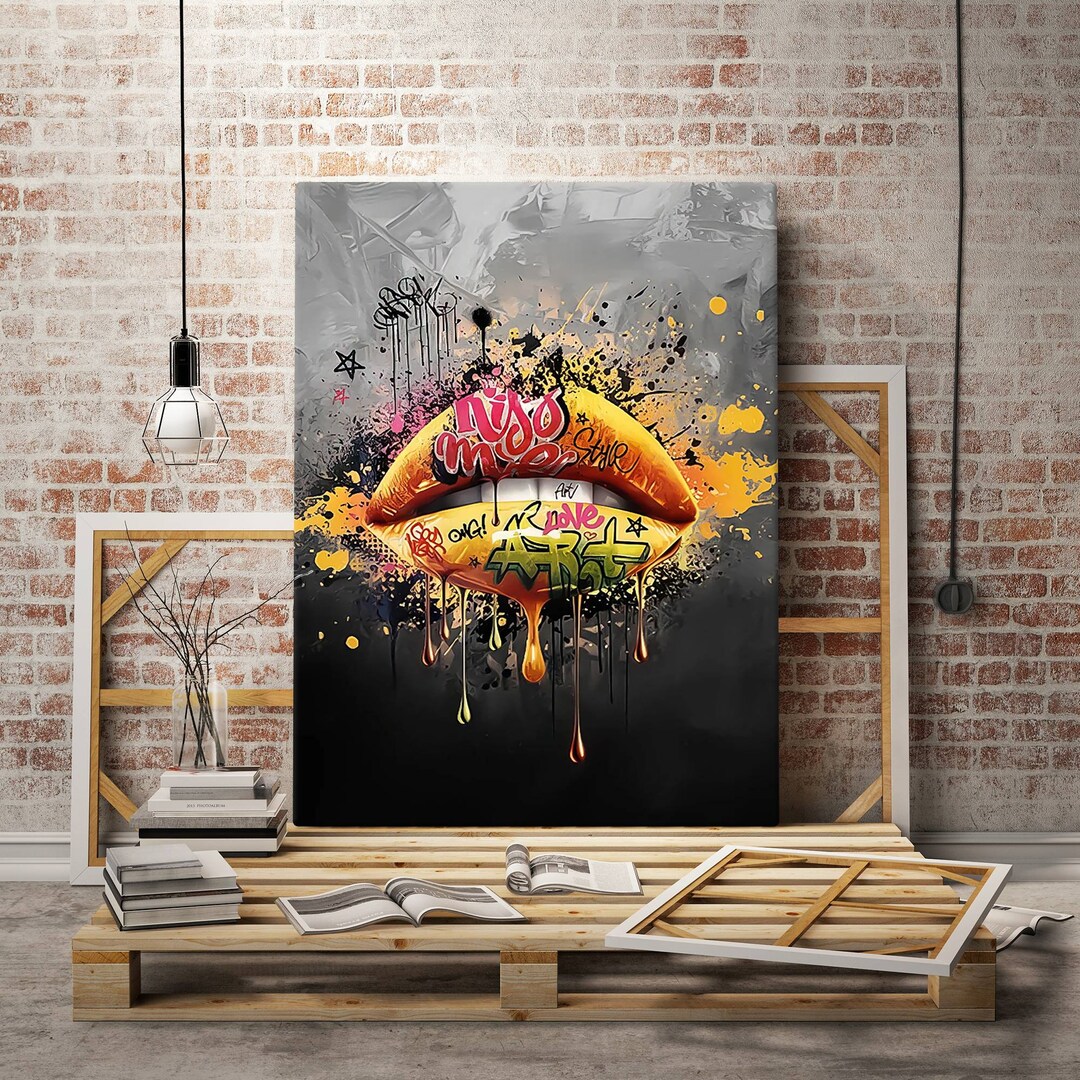 Graffiti Lips Street Art Wall Picture Printed Canvas-sexy Lips Canvas ...