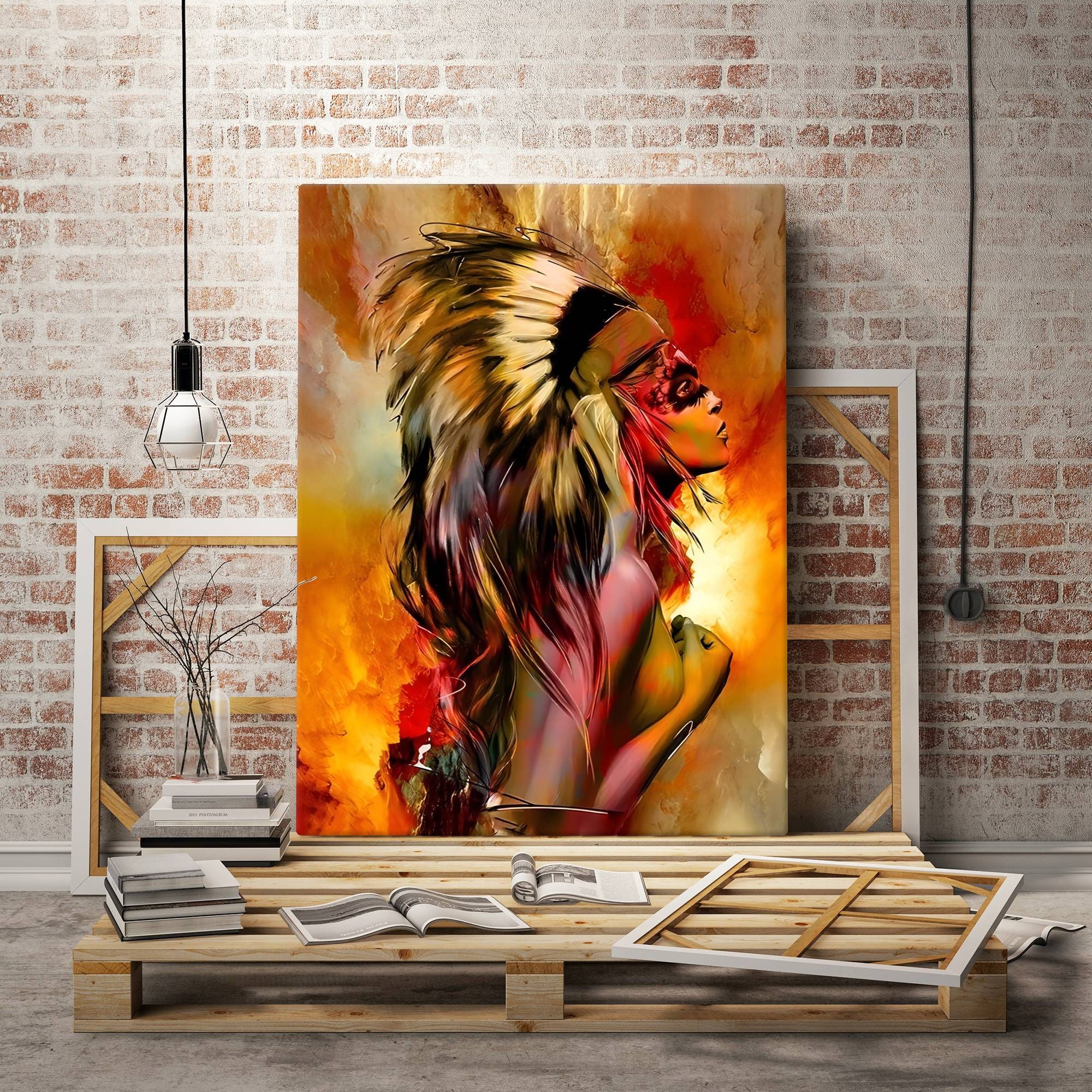 Abstract Tuff Head Female Canvas Painting Female Portrait - Etsy