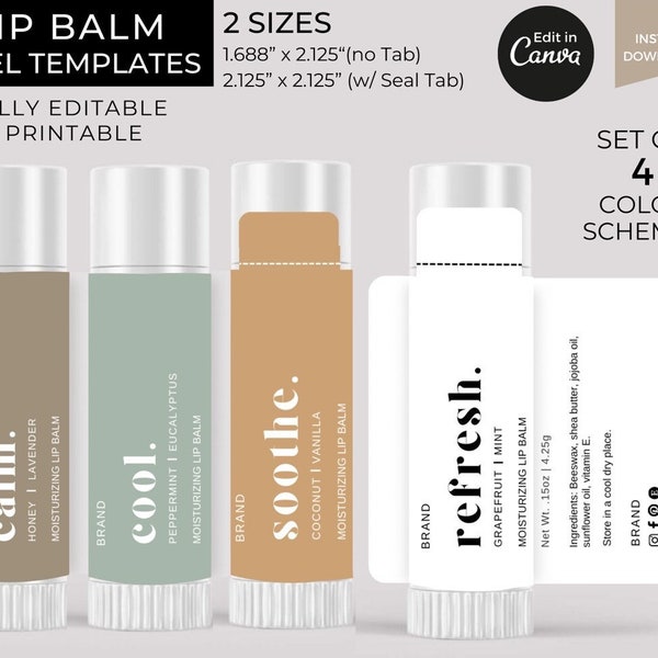 Editable Lip Balm Labels Template Canva, Printable Lipbalm Tube Label Stickers, Makeup Cosmetic ...