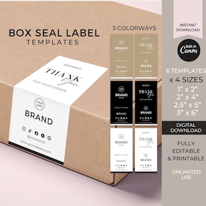 Box Seal Labels Template Editable Canva, Mailer Box Label Stickers ...