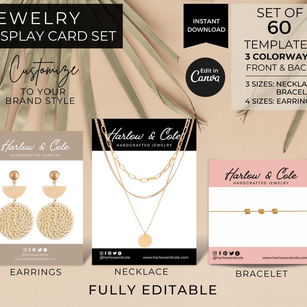 Editable Jewelry Display Card Template Canva, Printable Earrings ...