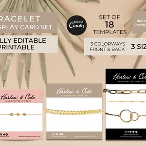 Editable Bracelet Display Card Template Canva, Printable Bracelet Cards ...