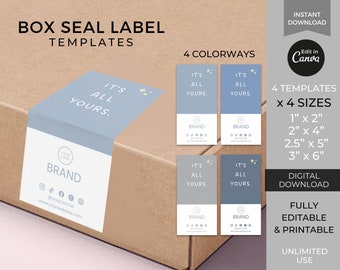 Box Seal Labels Template Editable Canva, Mailer Box Label Stickers ...