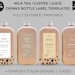Editable Boba Milk Tea Bottle Labels Template Canva, Drinks Label ...