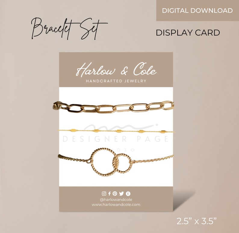 Editable Bracelet Display Card Template Canva, Printable Bracelet Cards ...