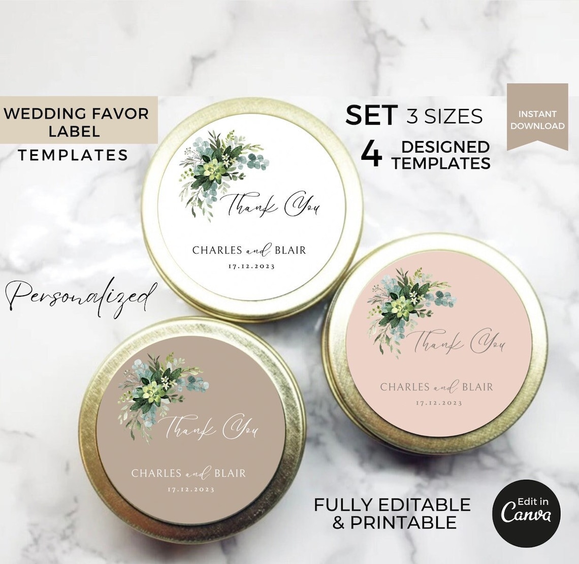 Personalized Wedding Favors Label Canva Template Editable - Etsy