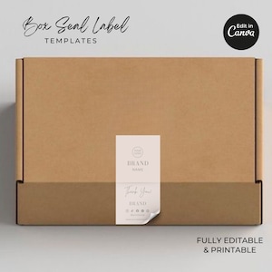 Box Label Template Editable Canva, Mailer Box Seal Label Stickers ...