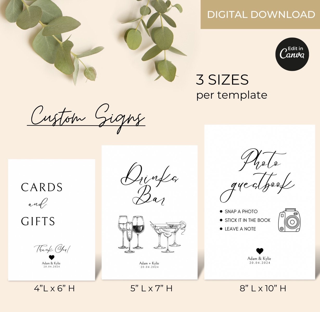 Editable Wedding Favors Sign Template Canva, Printable Guestbook ...