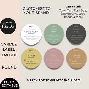 Candle Tin Labels Template Canva, Modern Candle Label Stickers Editable ...