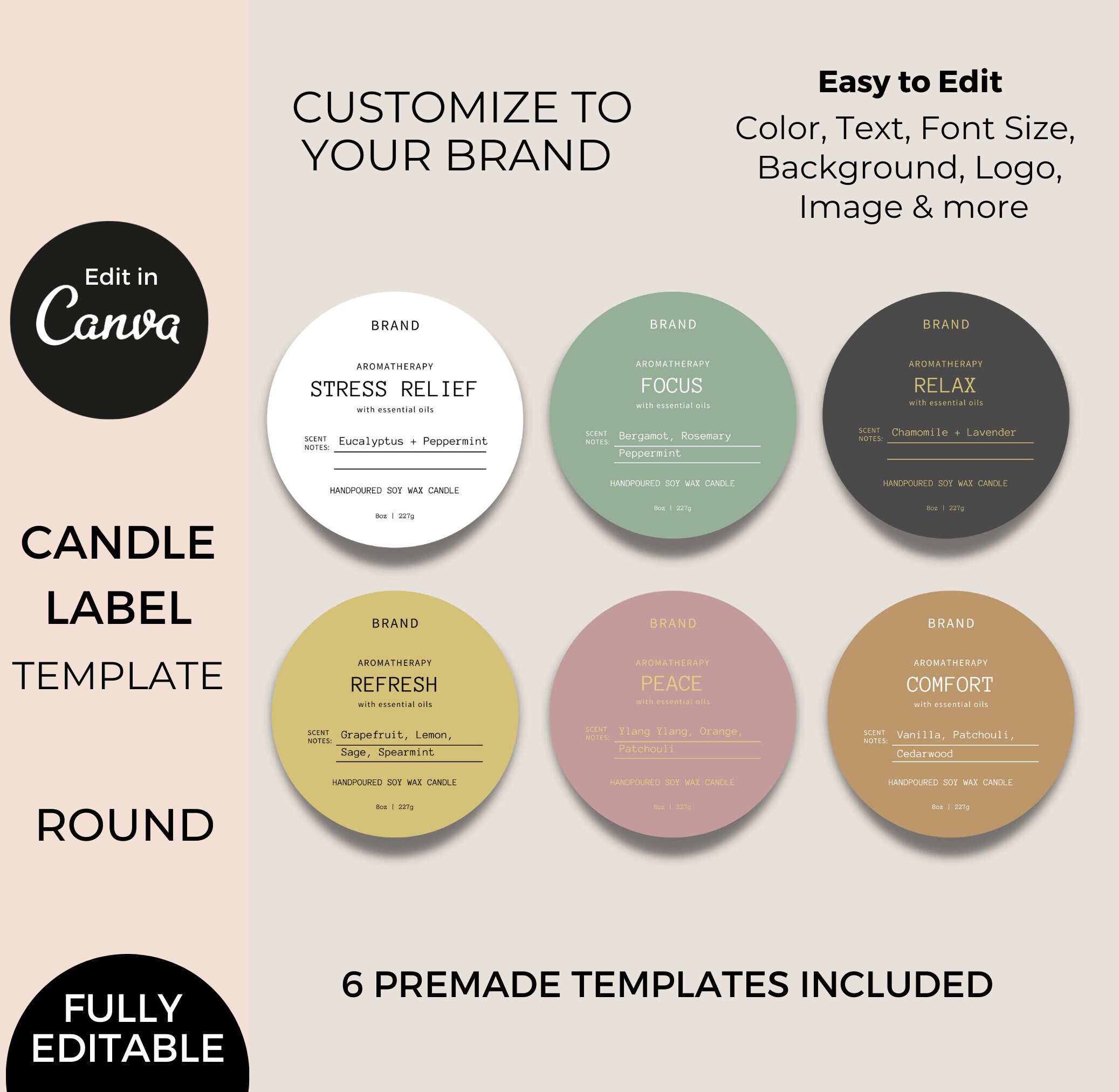 Candle Tin Labels Template Canva Modern Candle Label Stickers - Etsy
