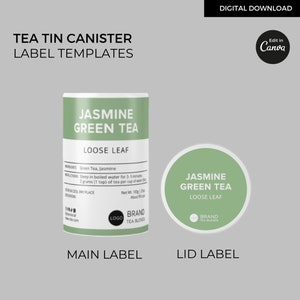 Modern Tea Tin Can Labels Template Editable Canva, Tea Canister Label ...