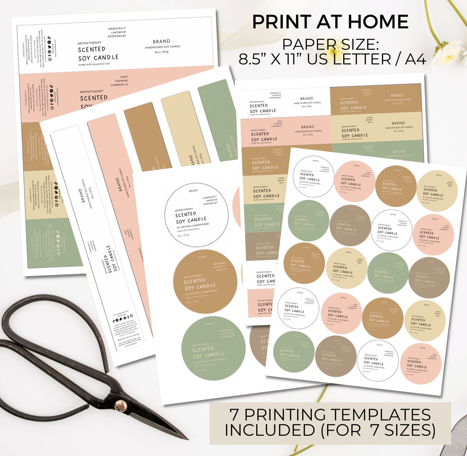 Editable Candle Tin Labels Template Canva, Candle Round Labels, Modern ...