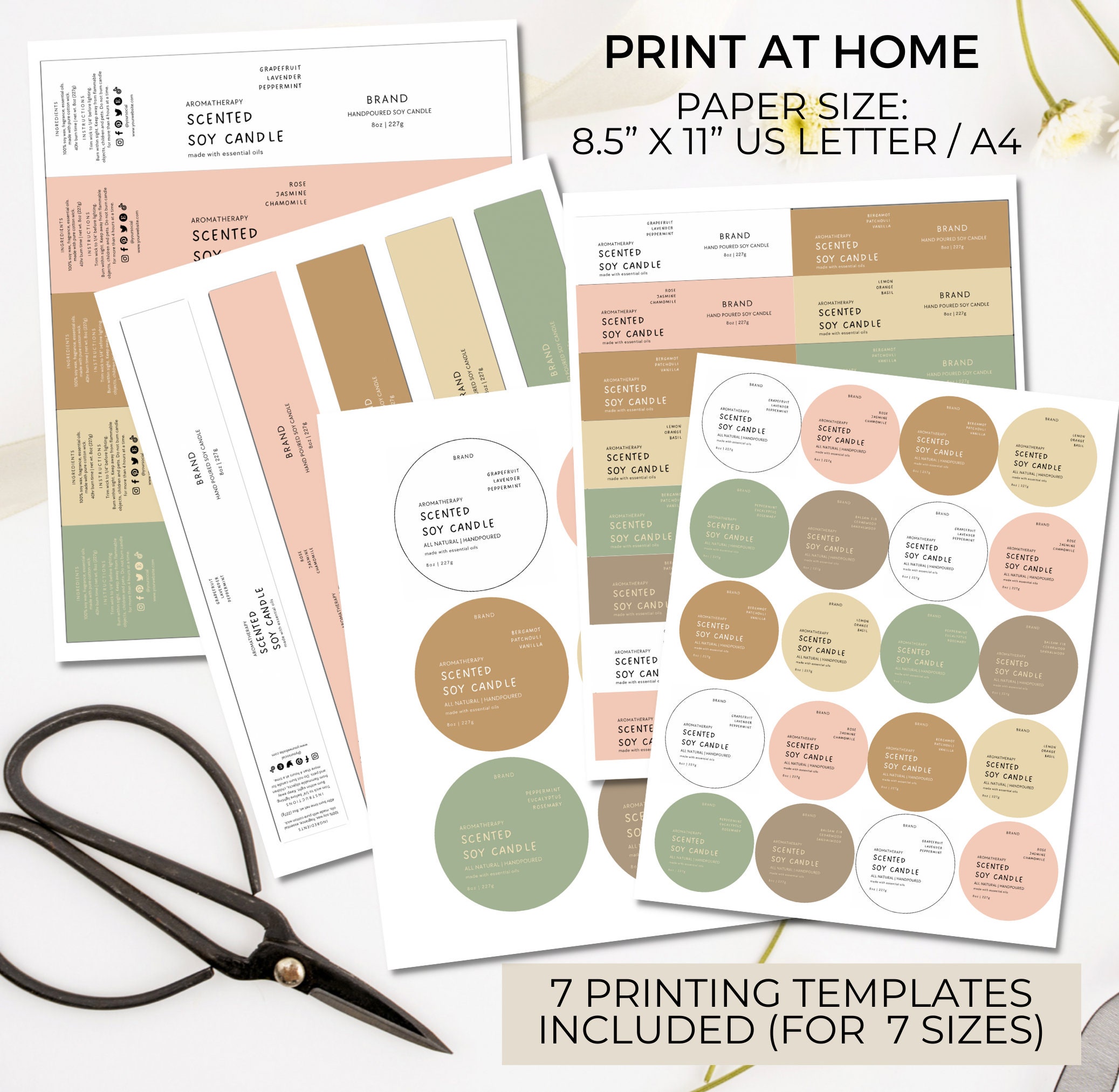 Editable Candle Tin Labels Template Canva, Candle Round Labels, Modern ...