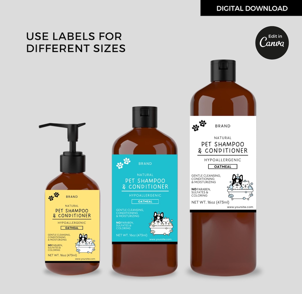 Dog Shampoo Bottle Labels Template Editable Canva, Pet Shampoo ...