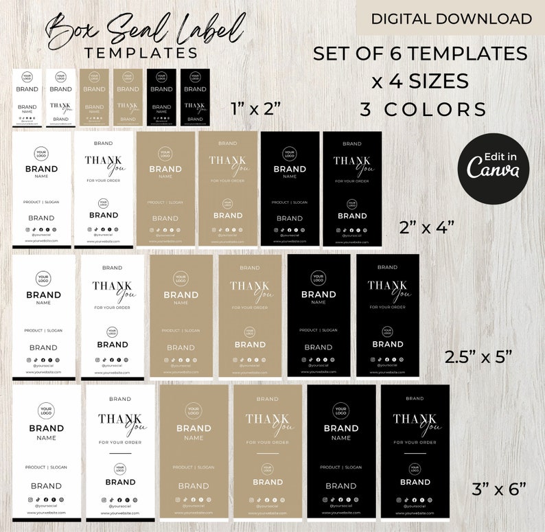 Box Seal Labels Template Editable Canva, Mailer Box Label Stickers ...