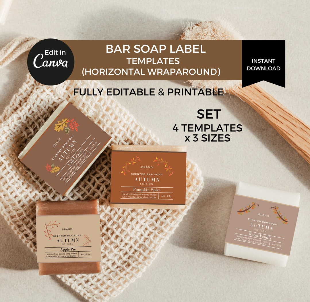 Editable Bar Soap Labels Template Canva, Soap Sleeve Label Printable ...