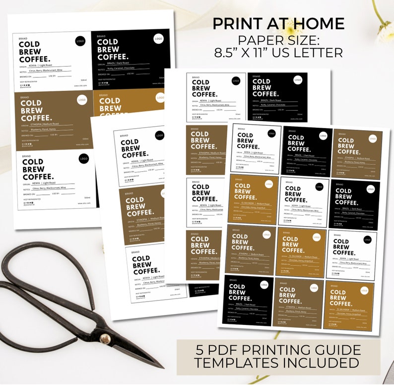 Editable Cold Brew Coffee Bottle Labels Template Canva, Drink Label ...