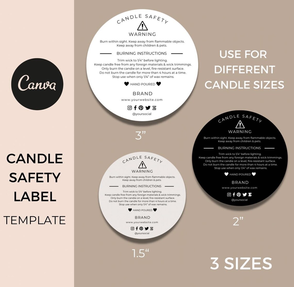 Candle Safety Label Template Editable Printable Candle - Etsy