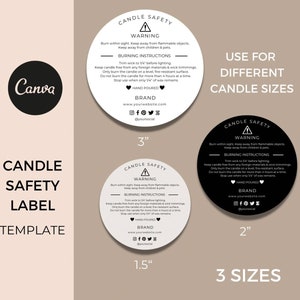 Candle Safety Label Template Editable, Printable Candle Warning Labels ...