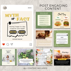 Editable Health Nutrition Instagram Templates Canva, Dietitian ...