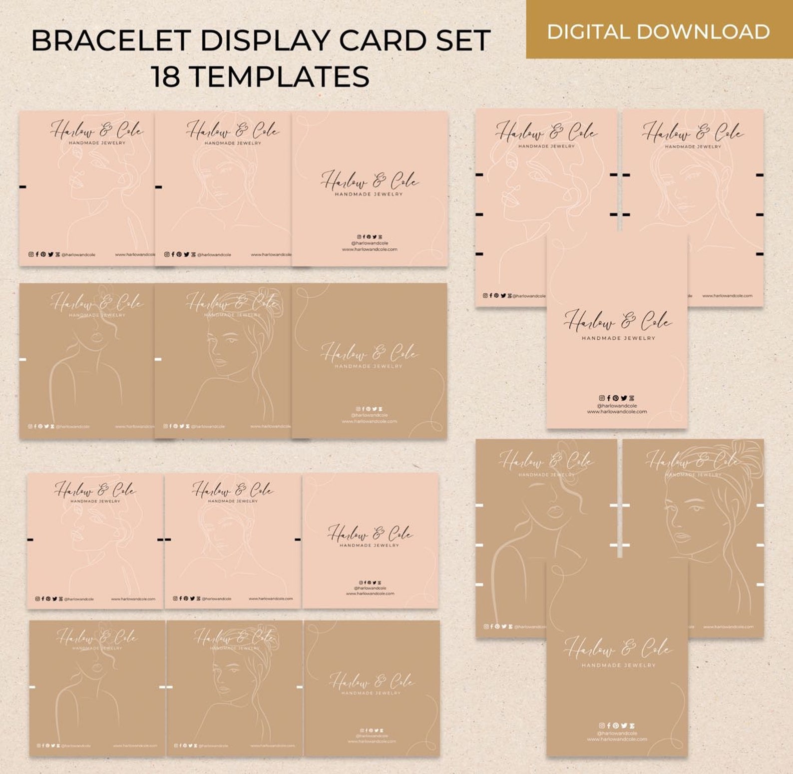 Editable Bracelet Display Card Template Canva, Printable Bracelet Label ...