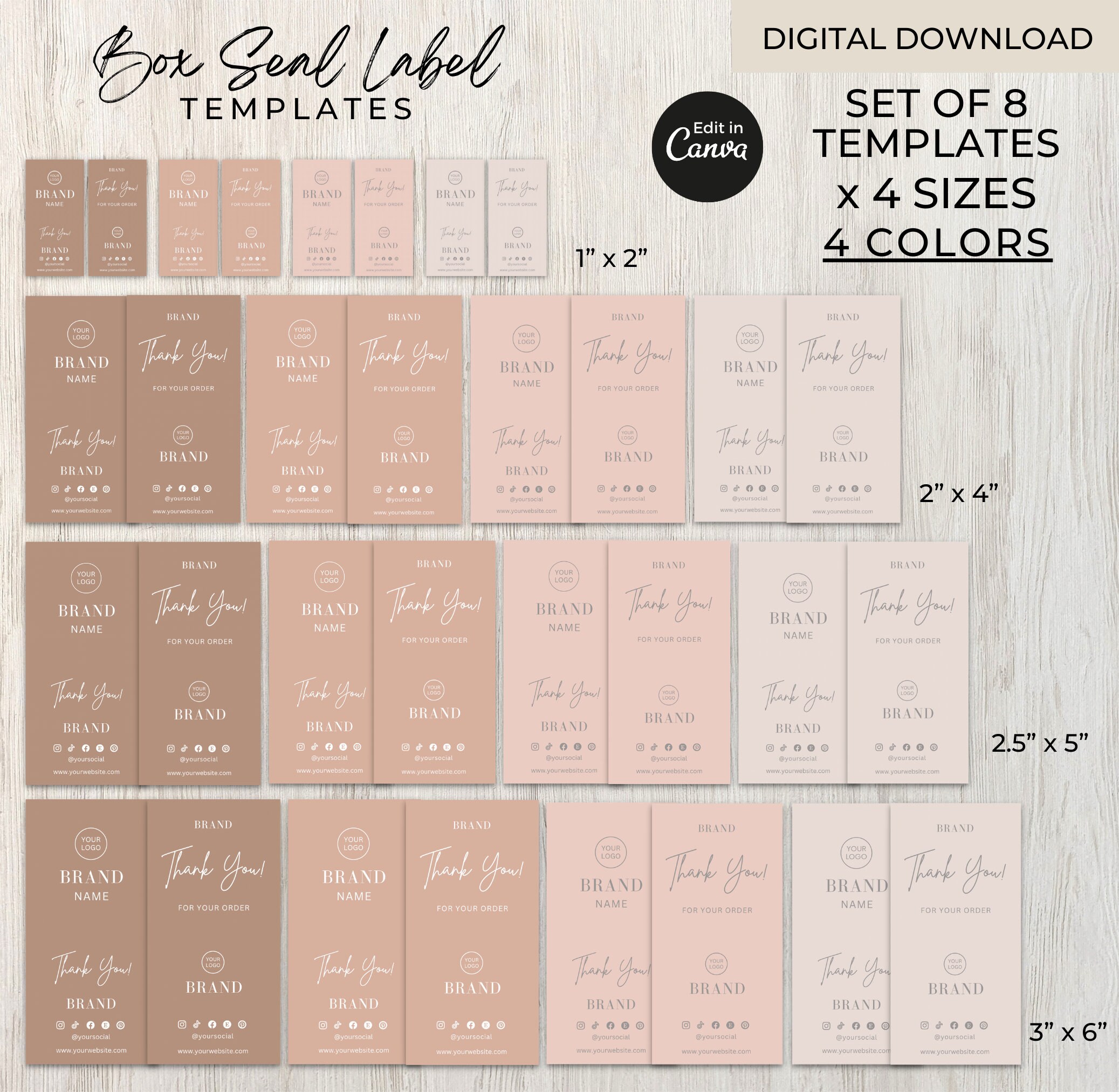 Box Label Template Editable Canva, Mailer Box Seal Label Stickers ...