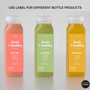 Editable Fruit Juice Bottle Labels Template Canva, Fresh Juice Label ...