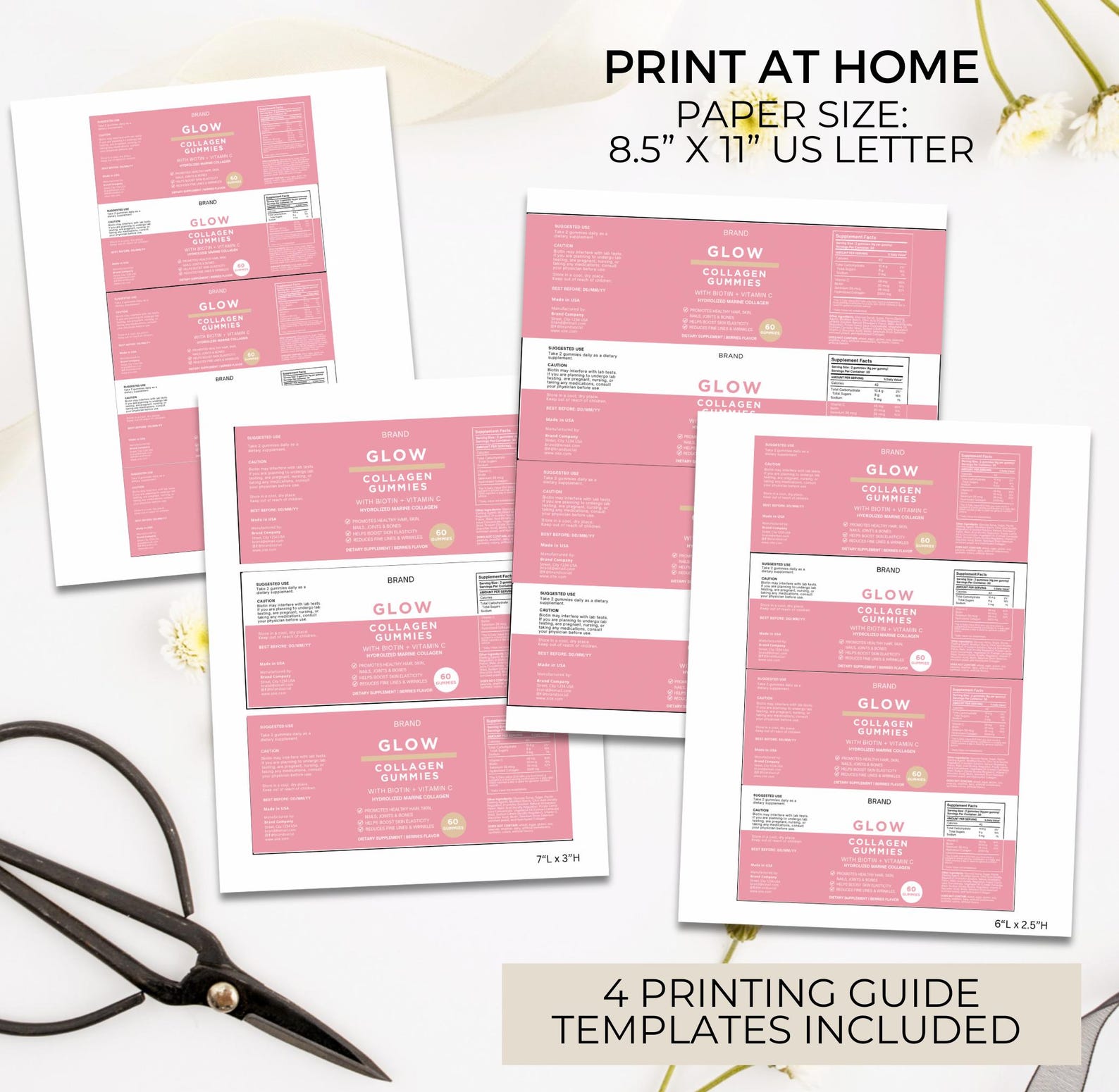 Collagen Supplements Bottle Labels Template Canva Editable, Printable ...