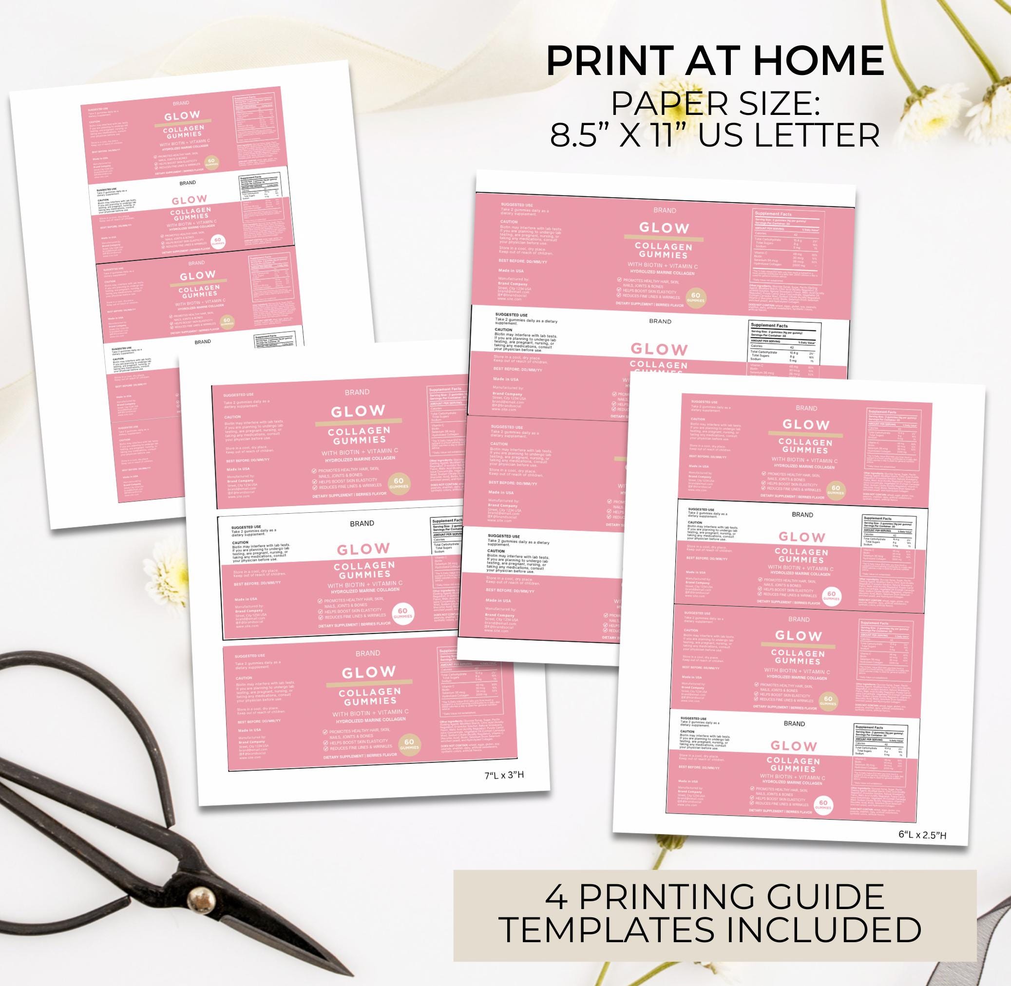 Collagen Supplements Bottle Labels Template Canva Editable, Printable ...