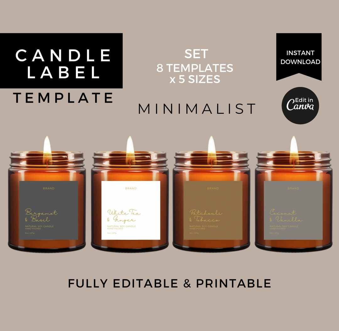 Minimalist Candle Label Template Canva, Editable Candle Labels ...