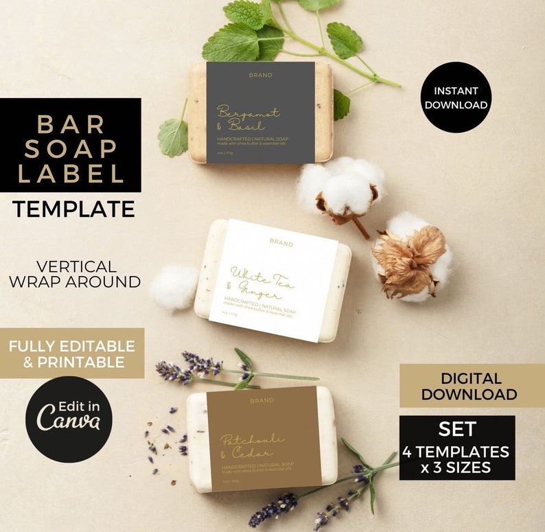 Bar Soap Labels Template Editable Modern Soap Label Stickers - Etsy