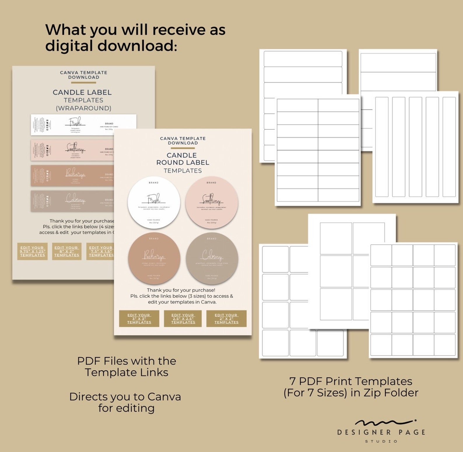 Candle Label Template Round Editable, Modern Candle Labels Stickers ...