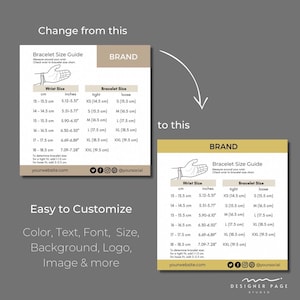 Bracelet Size Chart Template Editable | Printable Jewelry Accessory ...