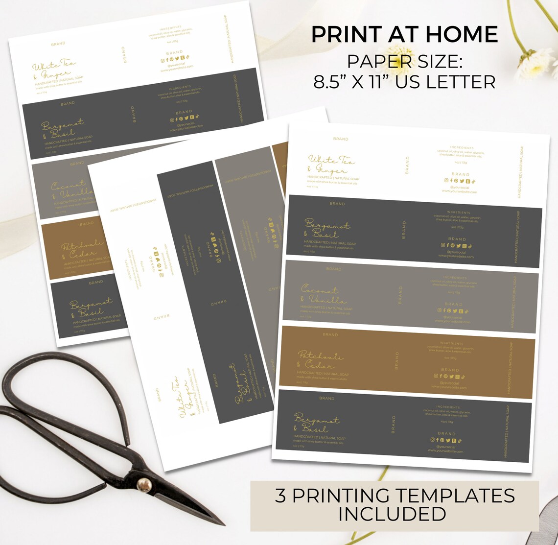 Bar Soap Labels Template Canva Editable, Soap Sleeves Label Printable ...