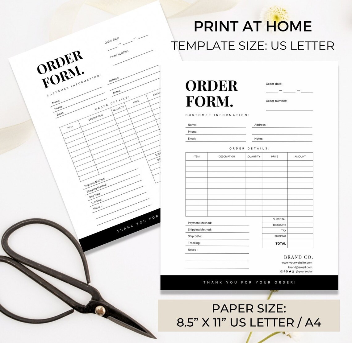 Printable Order Form Template Canva, Editable Purchase Order Forms ...