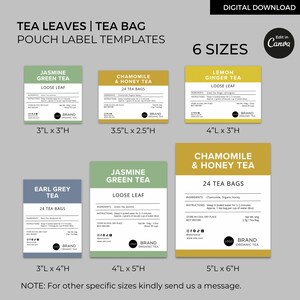 Tea Bag Labels Template Editable Canva, Minimalist Tea Pouch Label ...