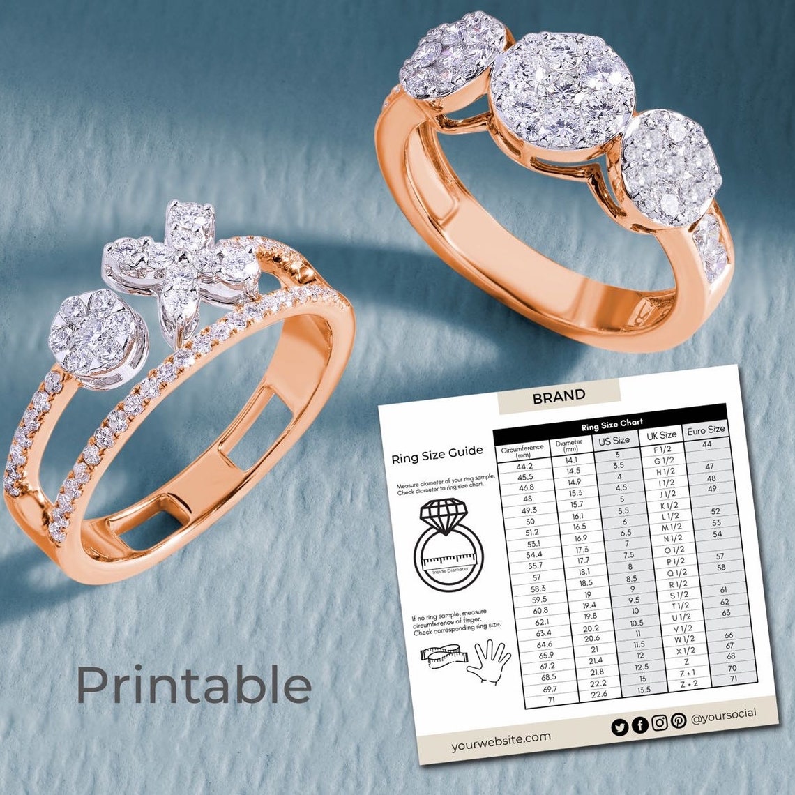 Necklace Size Chart Template Canva, Editable Jewelry Size Guide ...