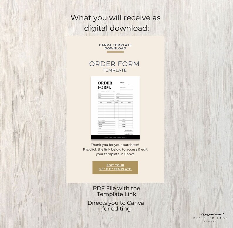 Printable Order Form Template Canva, Editable Purchase Order Forms ...