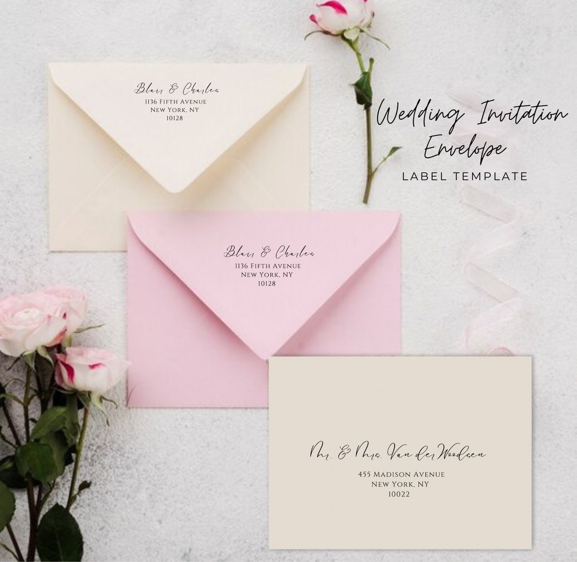 Editable Wedding Invitation Card Envelope Address Template - Etsy