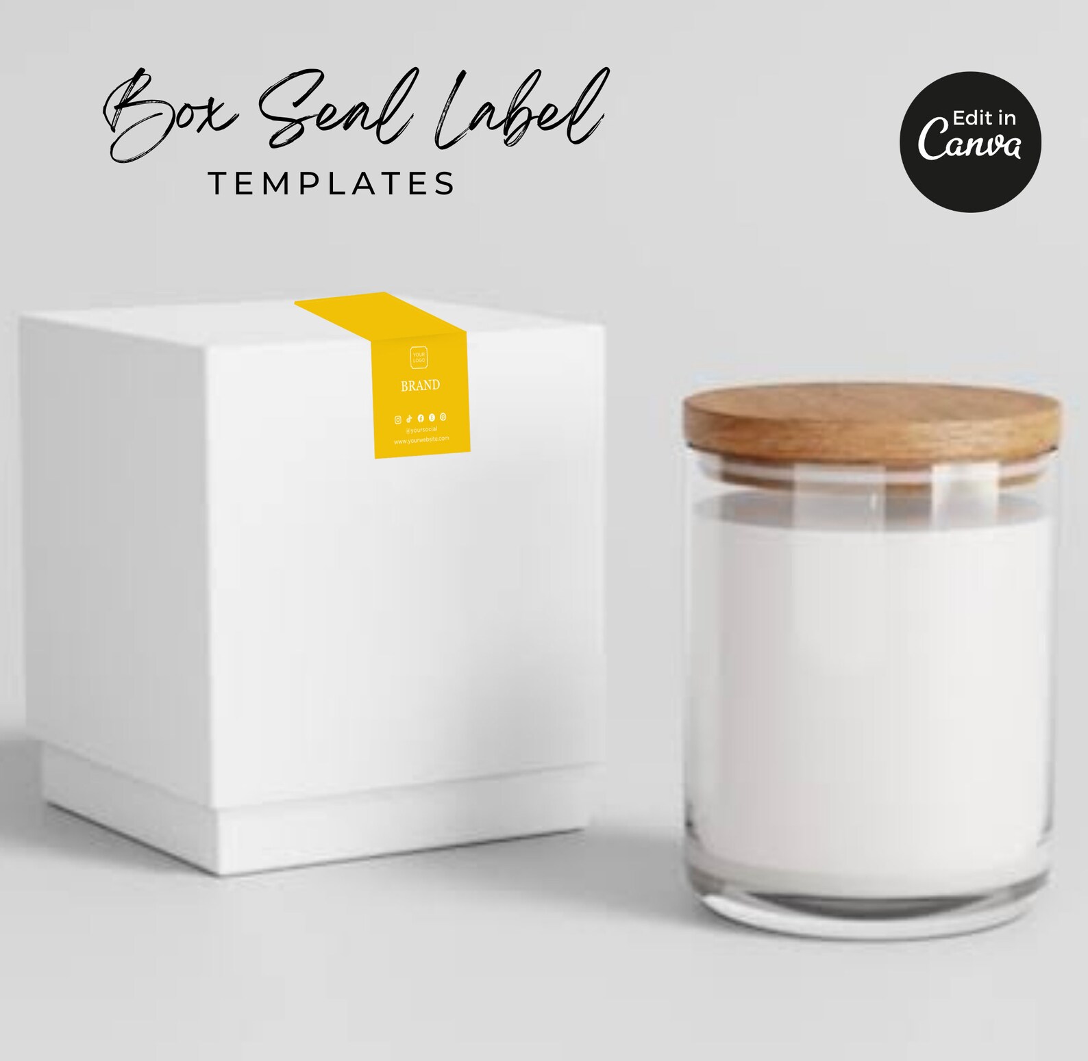 Box Labels Template Editable Canva, Mailer Box Seal Label Stickers ...