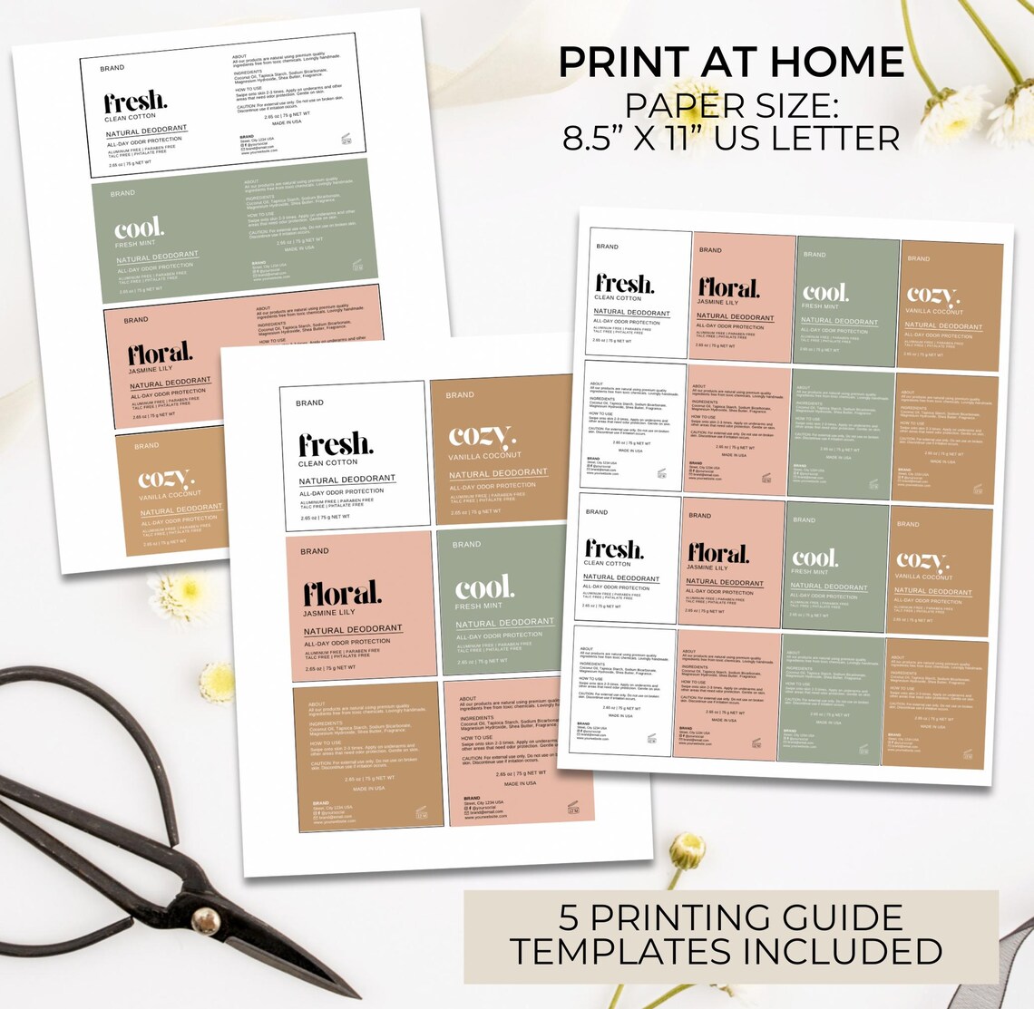 Deodorant Labels Template Canva Editable, Printable Deodorant Tube ...