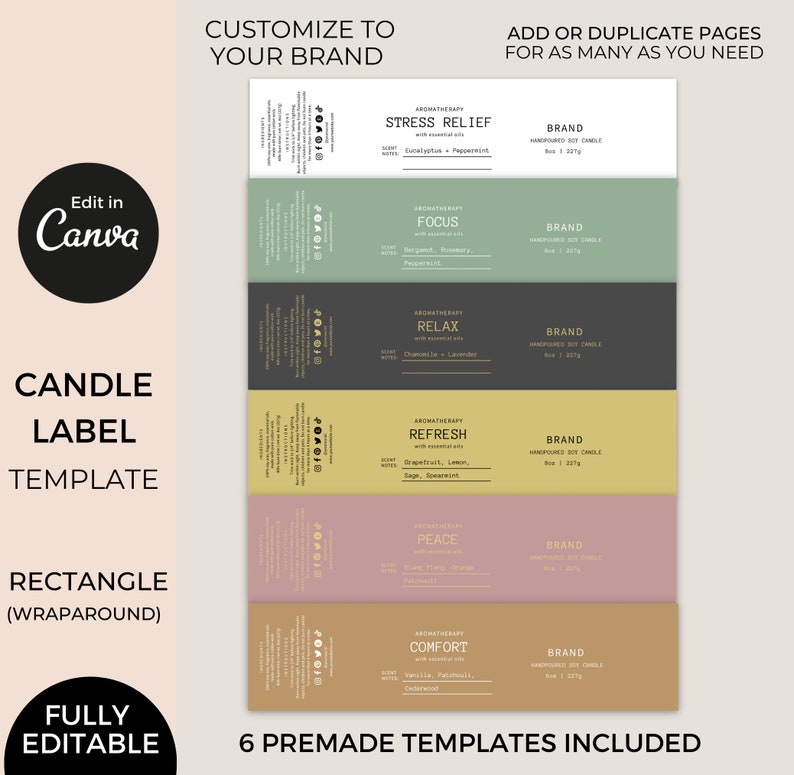 Candle Tin Labels Template Canva Modern Candle Label Stickers - Etsy